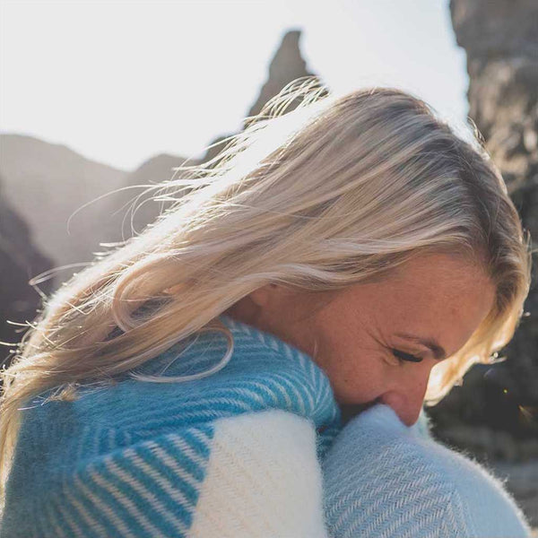 Atlantic Blankets | Blue Noon Wool Blanket | WildBounds UK