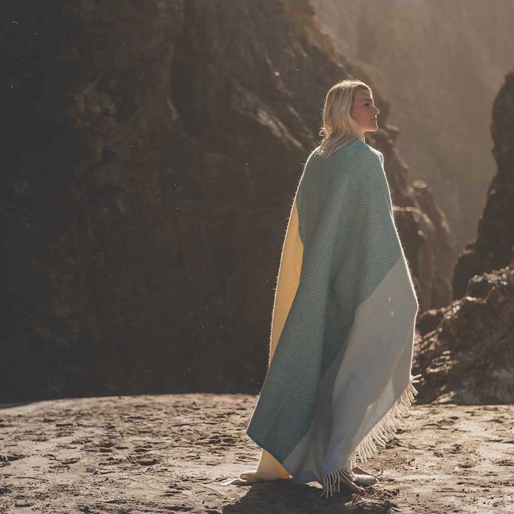 Atlantic Blankets | Blue Noon Wool Blanket | WildBounds UK