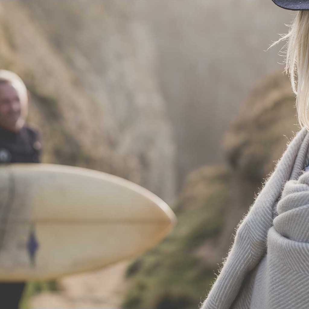 Atlantic Blankets | Herringbone Wool Blanket | Harbour Mist - WildBounds
