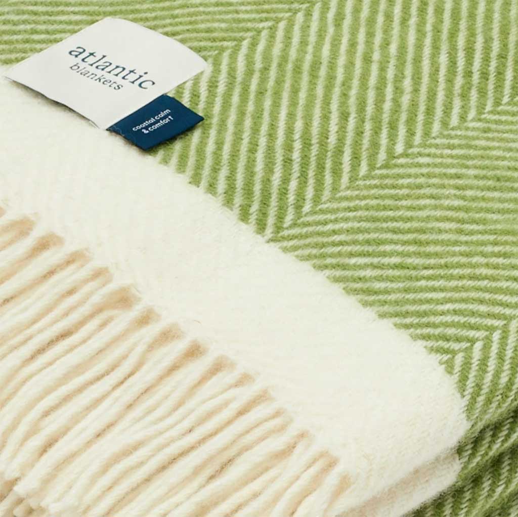 Atlantic Blankets | Herringbone Wool Blanket | Kelp Green | WildBounds