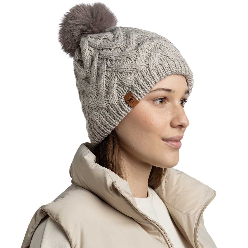 BUFF | Caryn Knitted Beanie & Fleece Band | Cable Knit Beanie | Ecru - WildBounds