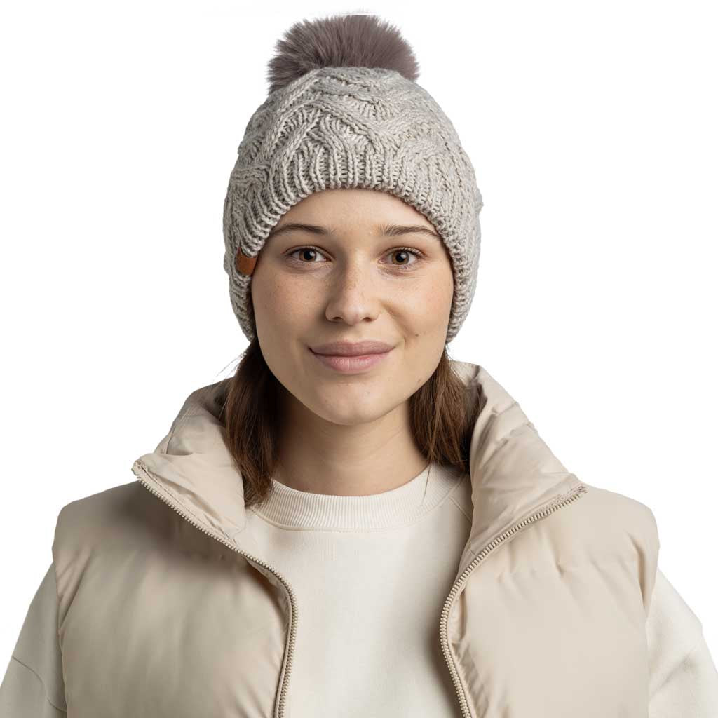 BUFF | Caryn Knitted Beanie & Fleece Band | Cable Knit Beanie | Ecru - WildBounds