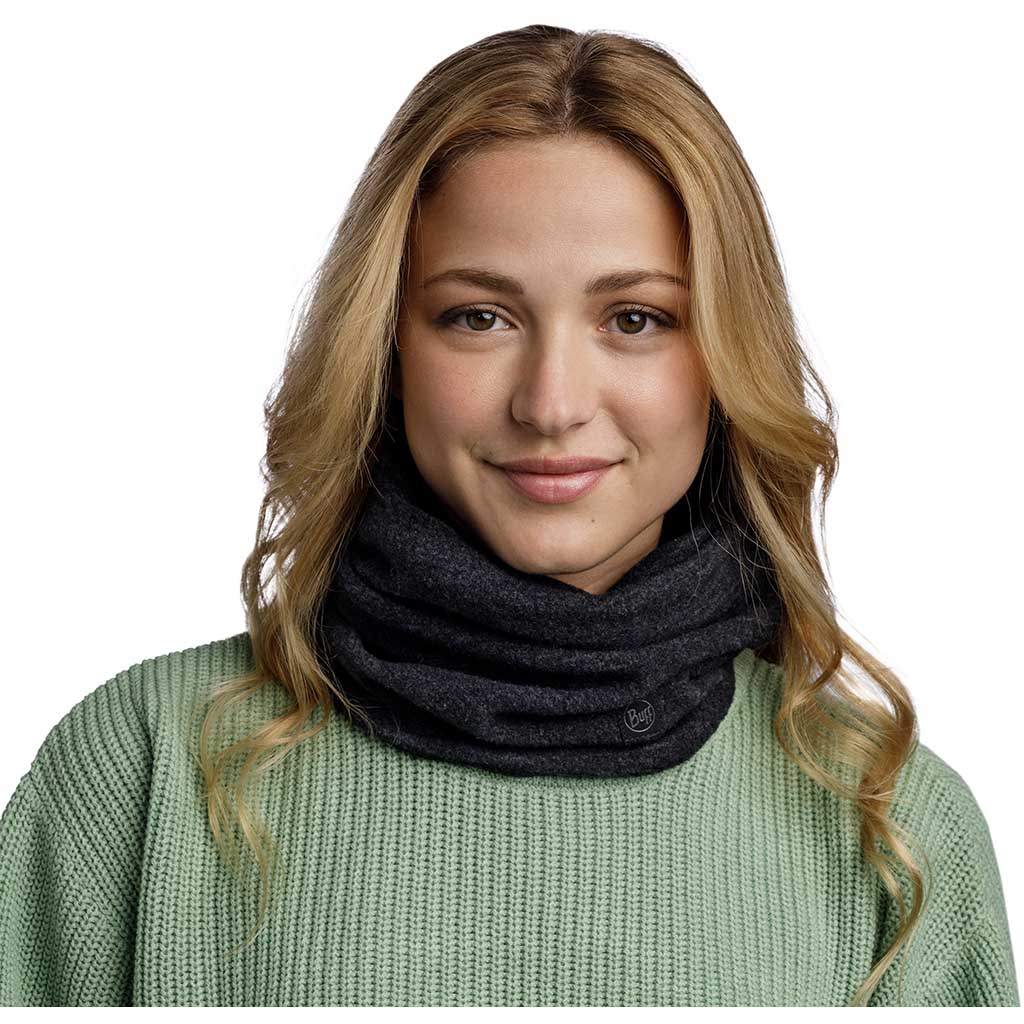 BUFF | Merino Fleece | Merino Tube Scarf | Solid Black - WildBounds