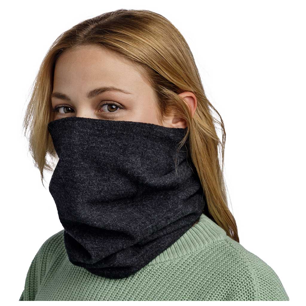 BUFF | Merino Fleece | Merino Tube Scarf | Solid Black - WildBounds