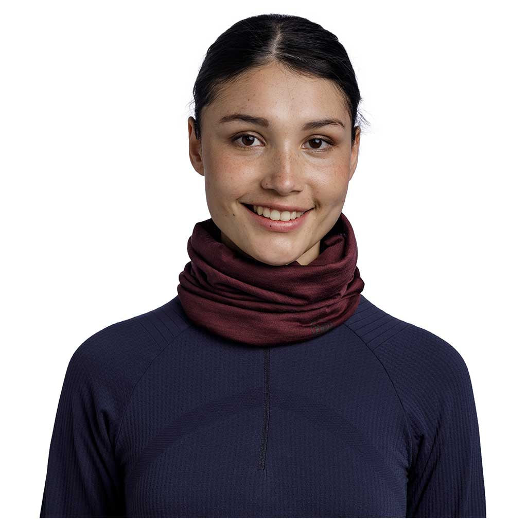 BUFF | Merino Lightweight | Wool Neck Scarf | Solid Garnet - WildBounds