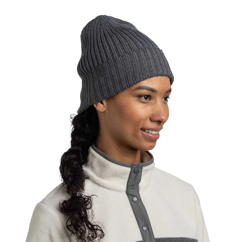 BUFF | Norval Knitted Beanie | Rib Knit Beanie | Heather Grey - WildBounds