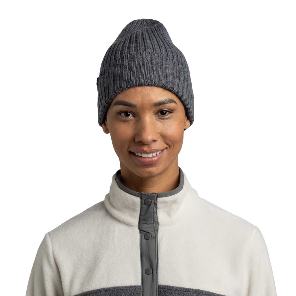 BUFF | Norval Knitted Beanie | Rib Knit Beanie | Heather Grey - WildBounds