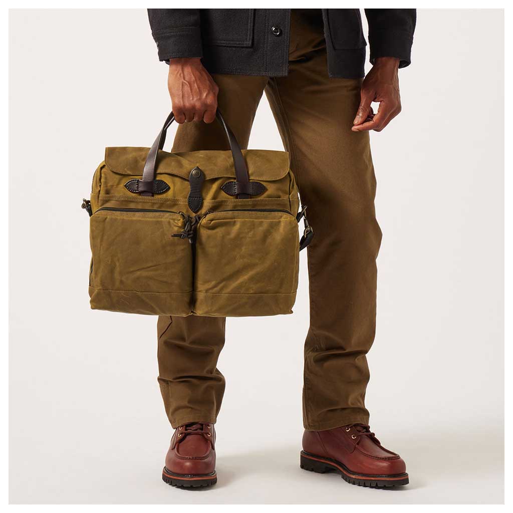 Filson | 24-Hour Tin Cloth Briefcase | Commuter Briefcase | Dark Tan ...