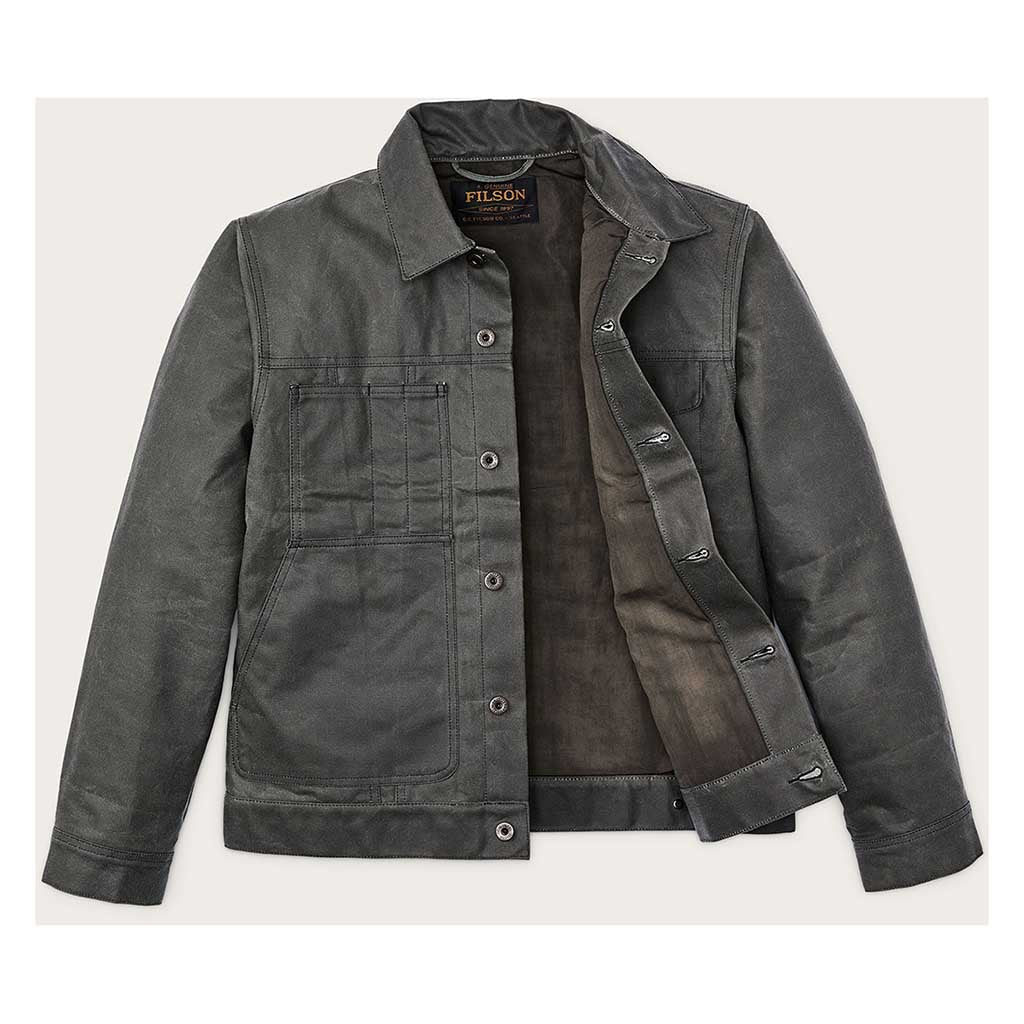 Filson | Tin Cloth Short Lined Cruiser | Waxed Jacket | Castor Grey ...