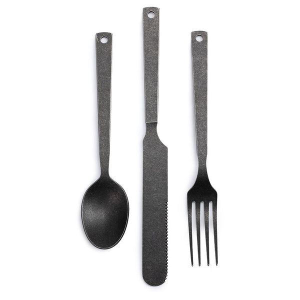 Barebones Living | Matte Flatware | Enamel Cutlery 2 Pack | Slate Grey - WildBounds