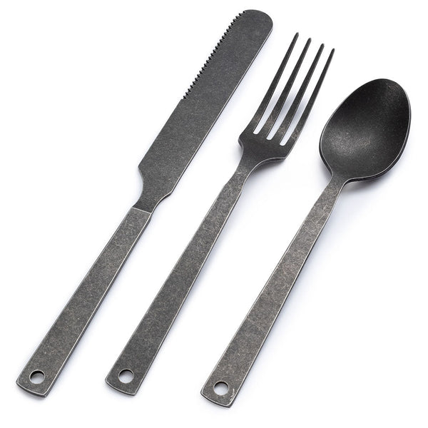 Barebones Living | Matte Flatware | Enamel Cutlery 2 Pack | Slate Grey - WildBounds