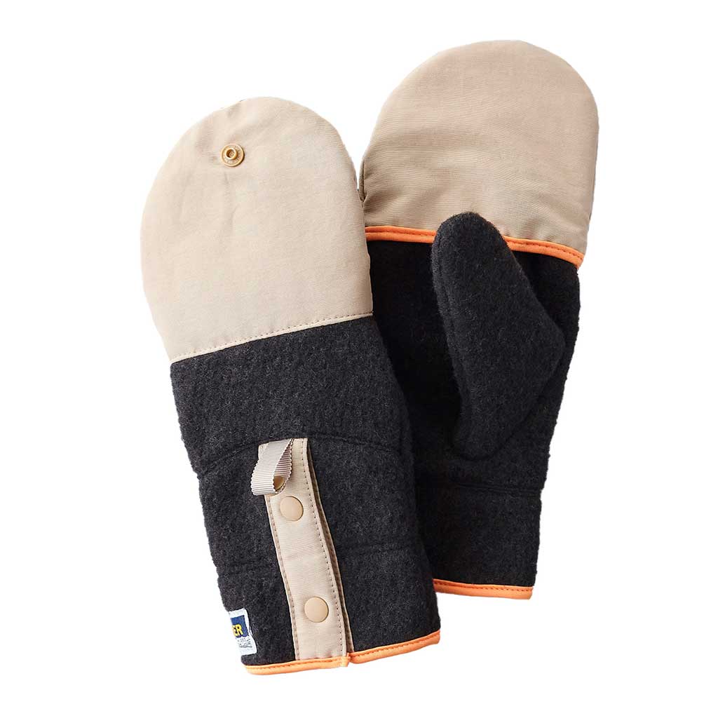 Elmer | Deep Pile Mittens | Wool Mitts | Beige/Wine | WildBounds