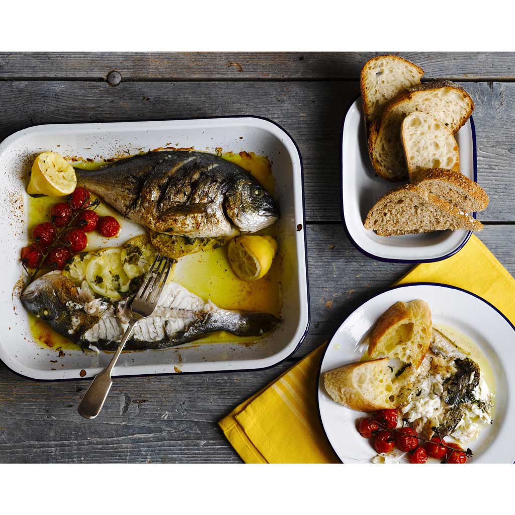 Falcon Enamelware | Bake Set | Enamel Baking Dishes | Blue Rim - WildBounds