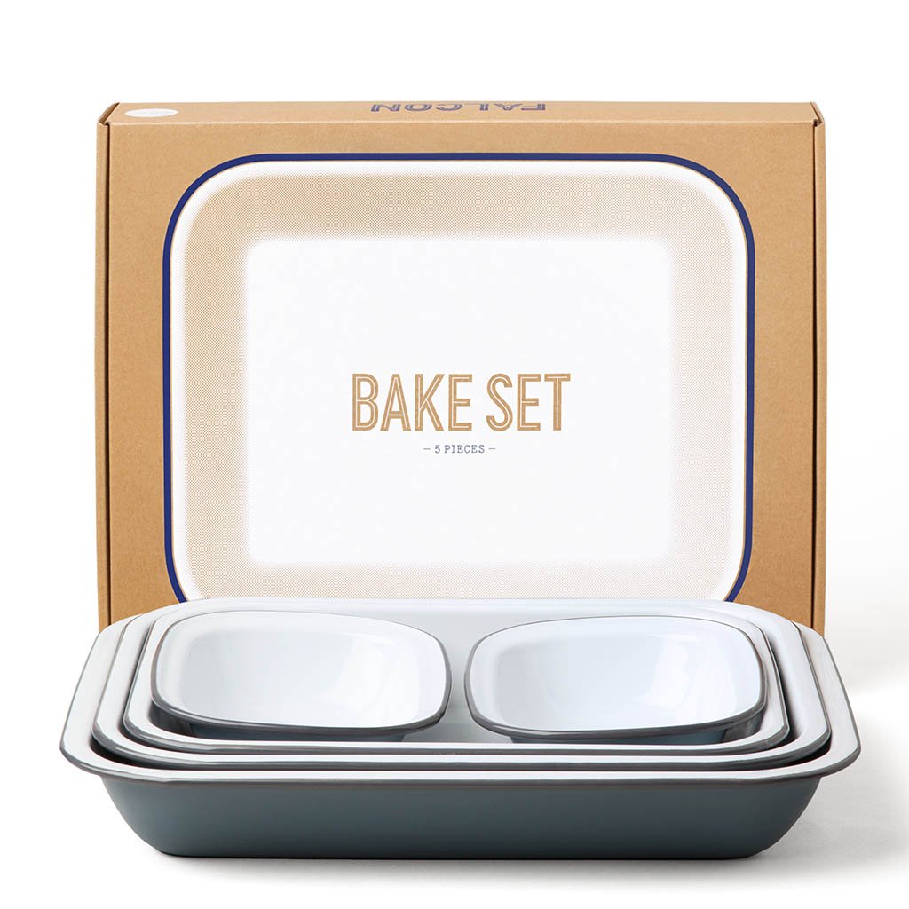 Falcon Enamelware | Bake Set | Enamel Baking Dishes | Blue Rim - WildBounds