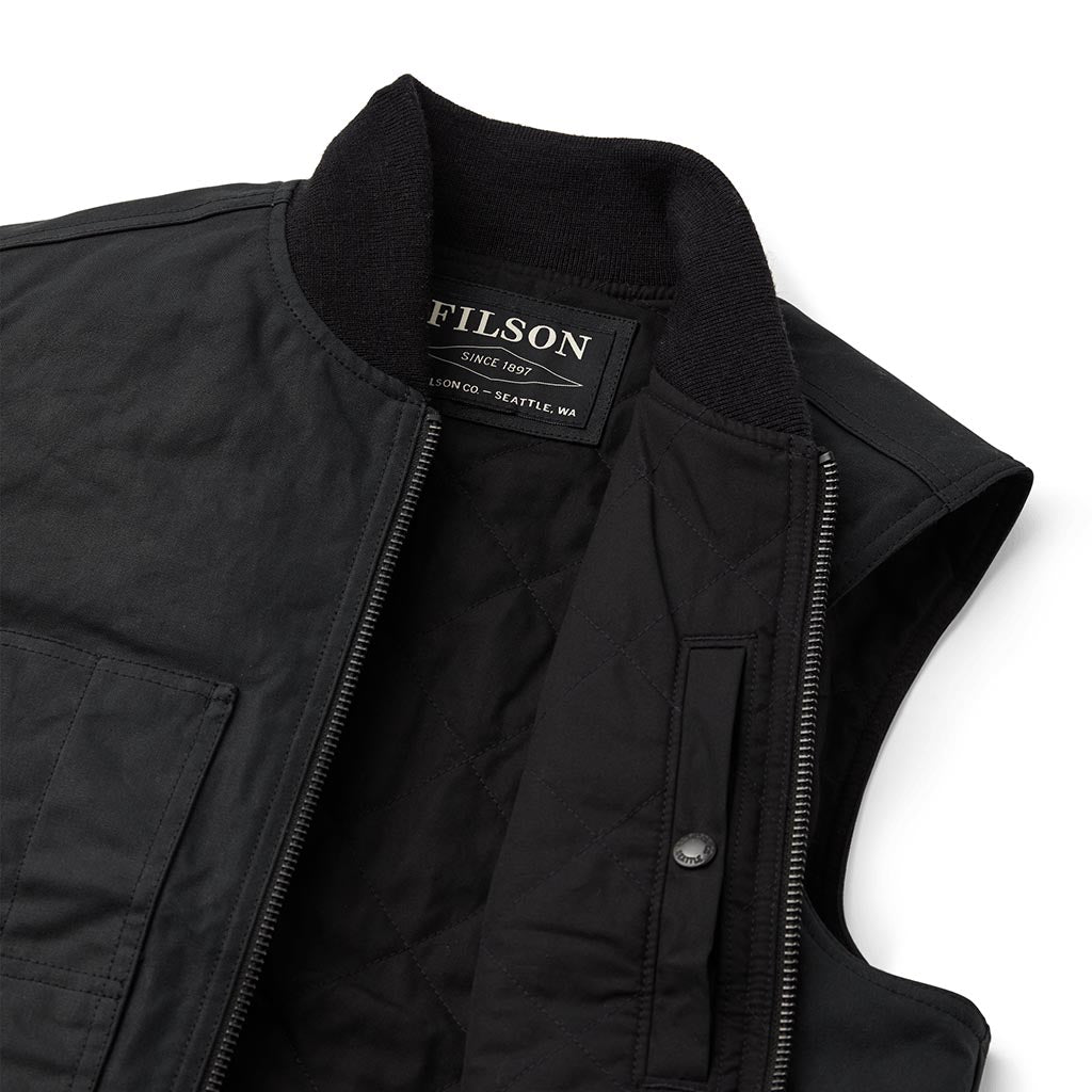Filson | Black Tin Cloth Insulated Work Vest | Body Warmer | WildBounds